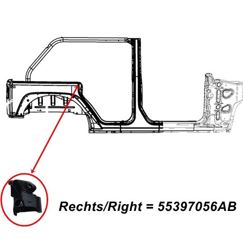 Jeep Wrangler JK seal C-pillar right